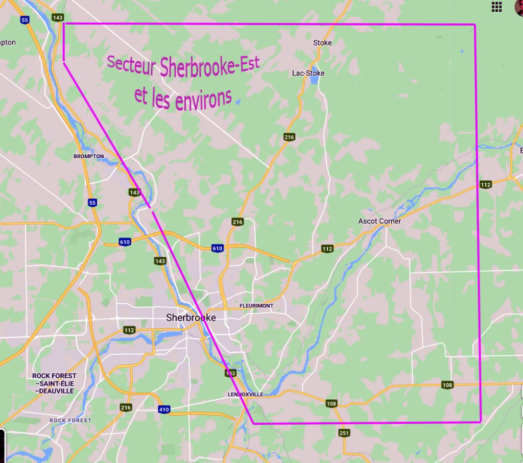 Secteur Sherbrooke-Est et les environs – Région de l'Estrie